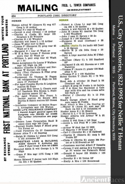 Ellen Theresa (Brogan) Honan --U.S., City Directories, 1822-1995(1935)