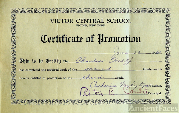 C Wolff certificate signed by Alton Corbit