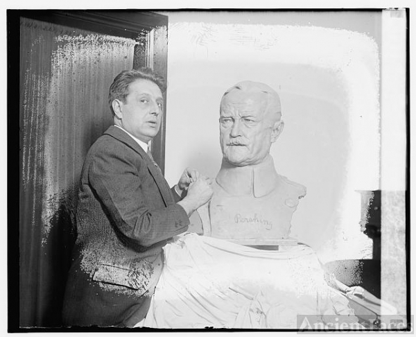 Edgardo Simone & Bust of Gen'l Pershing