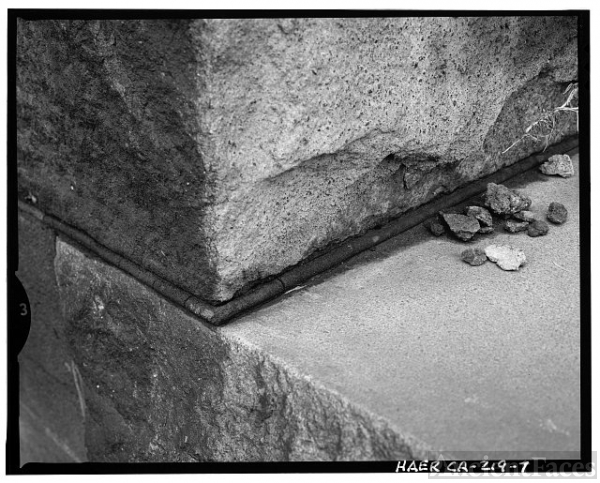 7. Detail, beaded mortar joint, stepped wingwall coping...