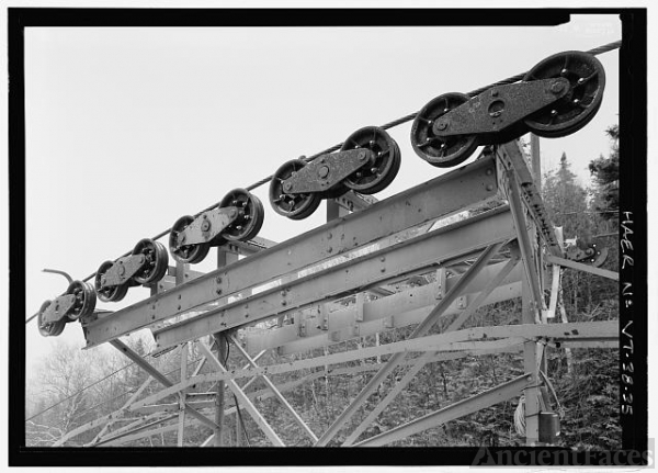 DETAIL OF SHEAVE WHEELS ON TOWER 15, LOOKING NORTHEAST.