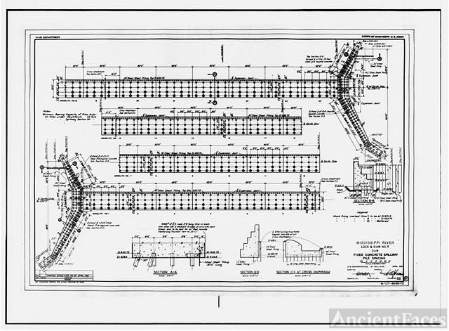 72. DAM - FIXED CONCRETE SPILLWAY - PILE SPACING...