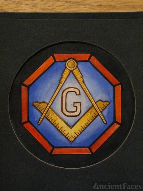 [Design drawing for stained glass window with Masonic...