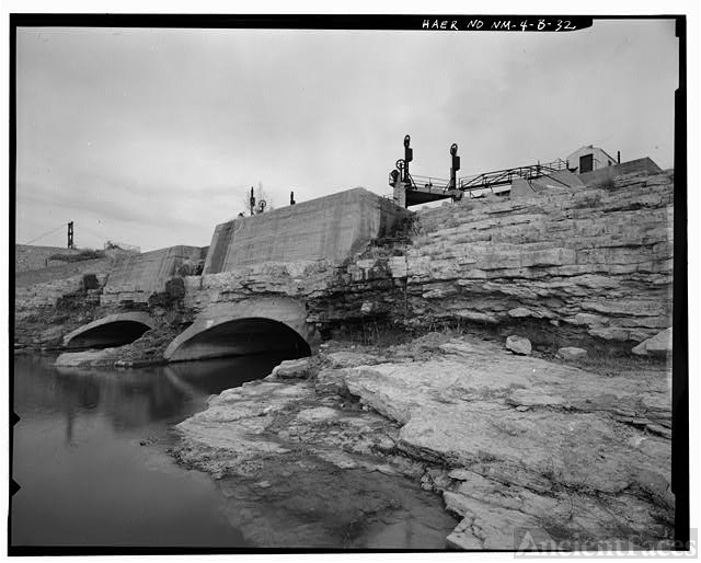 32. AVALON DAM - CYLINDER GATE DISCHARGE PORTALS. VIEW TO...