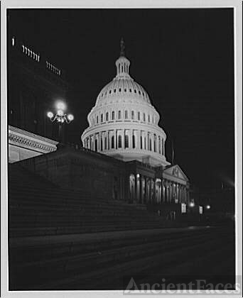 U.S. Capitol exteriors. Dome and east steps of U.S....