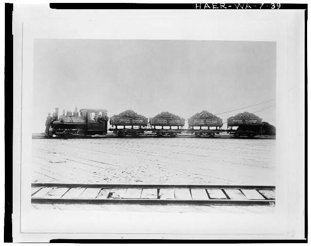 39. Photocopy of photograph. NARROW GAUGE LOCOMOTIVE AND...