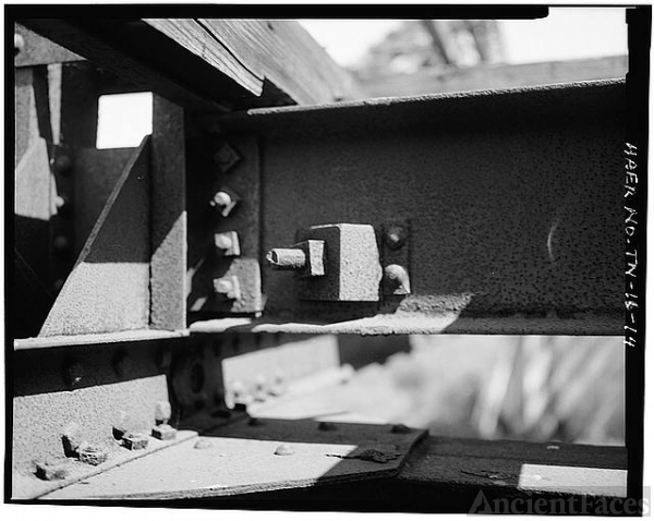 14. VIEW OF CONNECTION FOR DIAGONAL BRACING ROD BETWEEN...