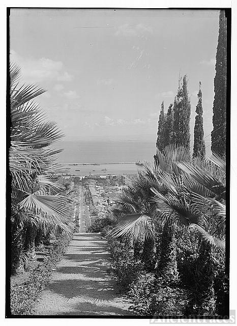 Haifa & environs. Haifa. The bay from Abbas Effendi's garden