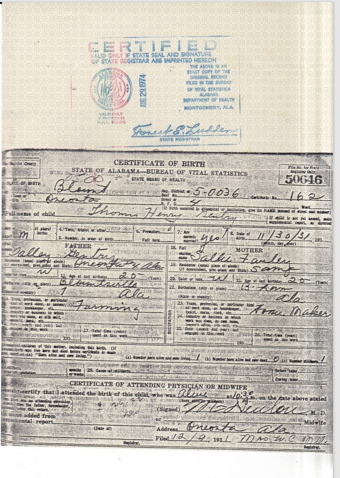 Thomas Henry Gentry (1931 - 2016) - Arab, AL | 11 Memories, 20 Family ...