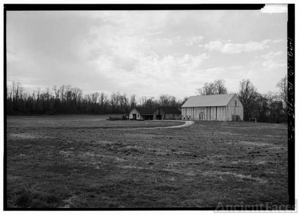 1. GENERAL PERSPECTIVE VIEW OF BARN AND SHED AS SEEN FROM...