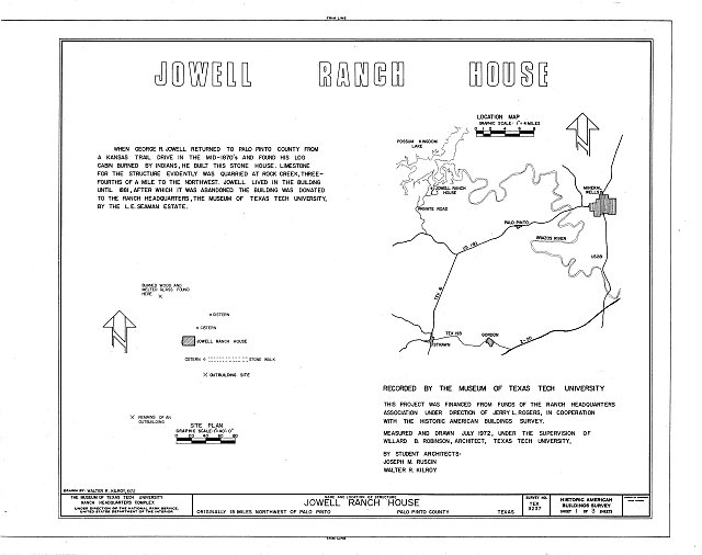 HABS TEX,152-LUBBO,4- (sheet 1 of 3) - Jowell Ranch...