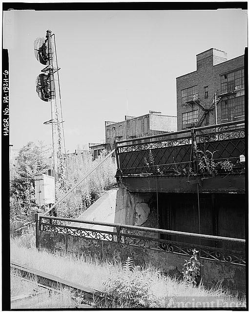 6. Perspective of bridge, looking north, showing railing...