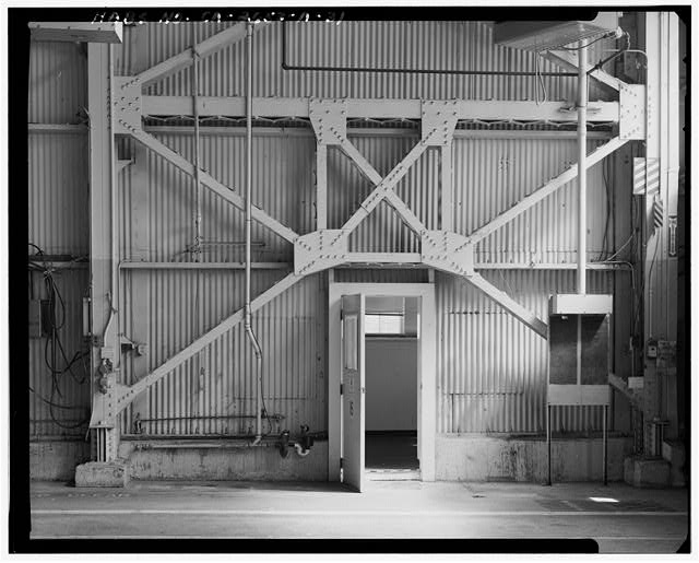 Interior view of north wall inside building 68 showing...
