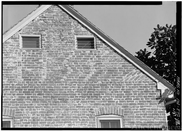 12. SOUTH ELEVATION, DETAIL SHOWING MOUSETOOTH BRICKWORK...