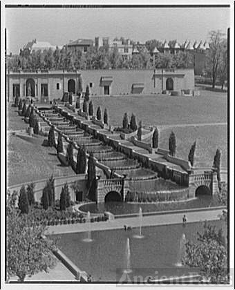 Meridian Hill Park. View of fountain at Meridian Hill...