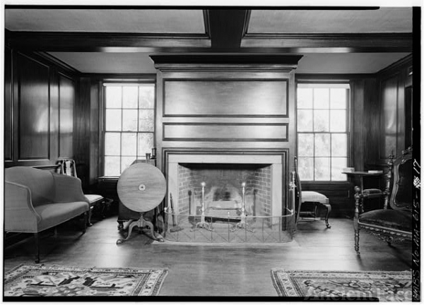 Mahogany paneled room, west wall - Adams Mansion, 135...