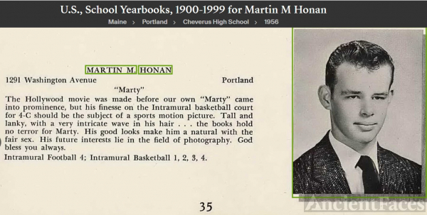 Martin Matthew Honan III--U.S., School Yearbooks, 1900-1999(1956)