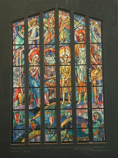 [Design drawing for stained glass window showing Holy...