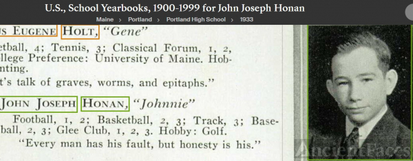 John Joseph Honan--U.S., School Yearbooks, 1900-1999(1933)