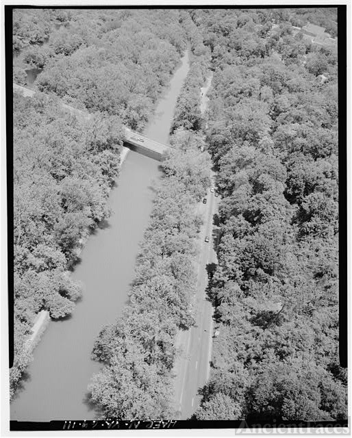111. AERIAL VIEW OF CHAIN BRIDGE AND C&O CANAL LOOKING...