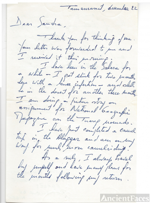 Victor Englebert letter to me page 1.