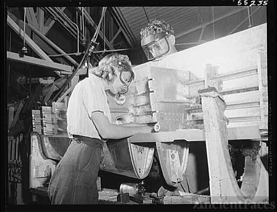 Inside the fuselage of a North American P-51 fighter,...