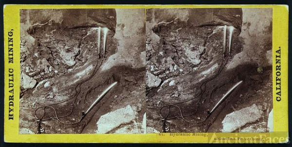 Hydraulic mining, at Gold Run, Placer County