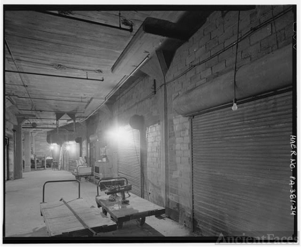 Detail of 3rd floor boxcar loading dock in 1945 warehouse...