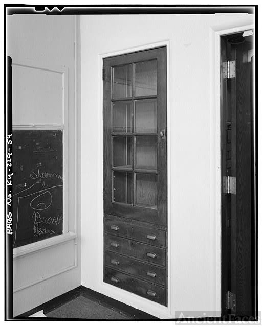 54. INTERIOR - SINGLE CLASSROOM CABINET IN 1931 SECTION,...