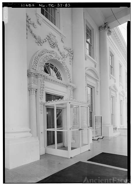 83. North Portico; Oblique View of Entrance Door (with...