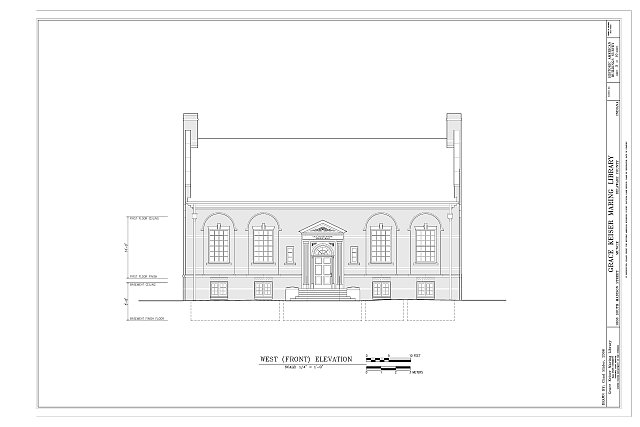 West (Front) Elevation - Grace Keiser Maring Library,...