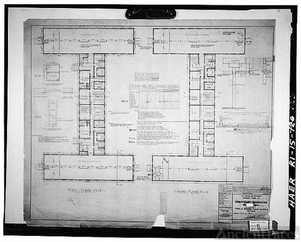 123. TEMPORARY BARRACKS (BLDGS 425-430), FLOOR PLAN,...