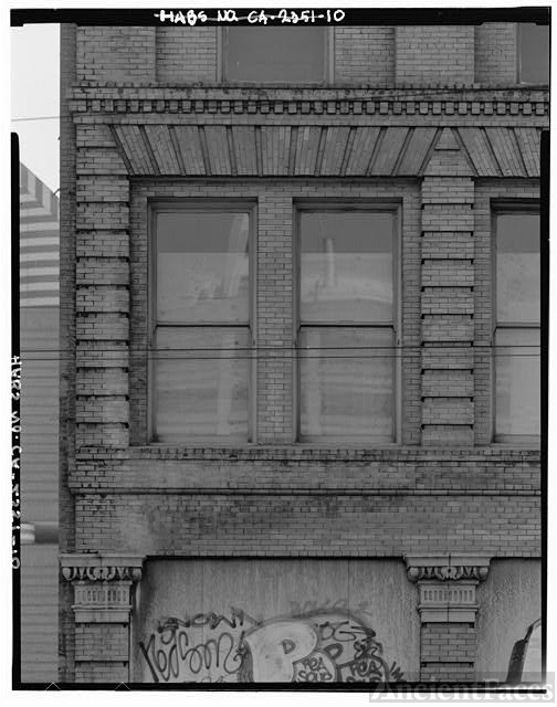 Detail View of second floor windows, east bay of...
