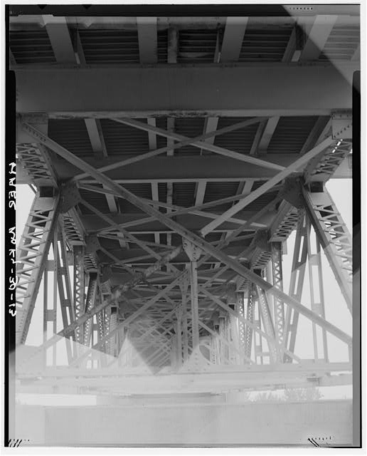 13. DETAIL OF LATERAL BRACING ON PRATT DECK TRUSS,...