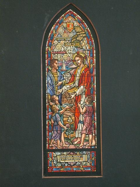 [Design drawing for stained glass memorial window showing...