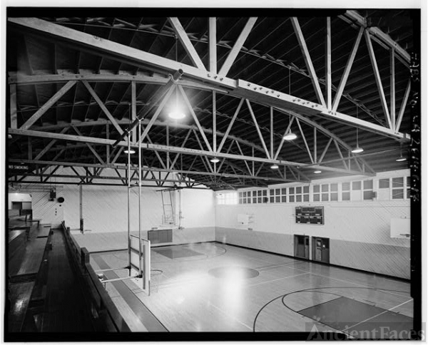 17. INTERIOR VIEW OF GYMNASIUM IN BUILDING 746, LOOKING...