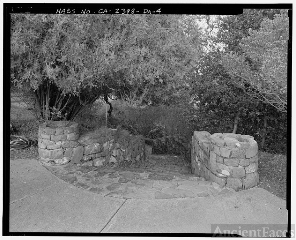 Rock walls and stairs leading to amphitheater from North...