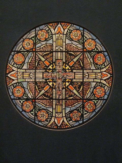 [Design drawing for stained glass Rose Window for...