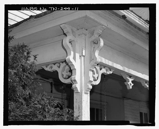 11. Detail of Victorian porch scroll work looking north