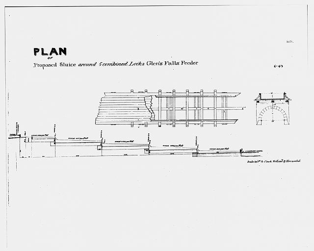 Photocopy of drawing, "plan of proposed sluice around 5...