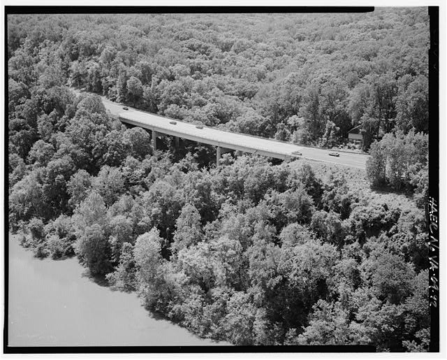92. AERIAL VIEW OF WINDY RUN BRIDGE LOOKING SOUTH.