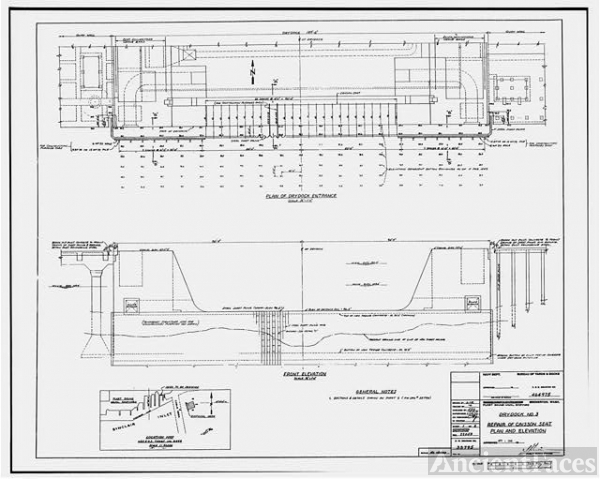 37. Repair of Caisson Seat. Plan and Elevation. Yard...