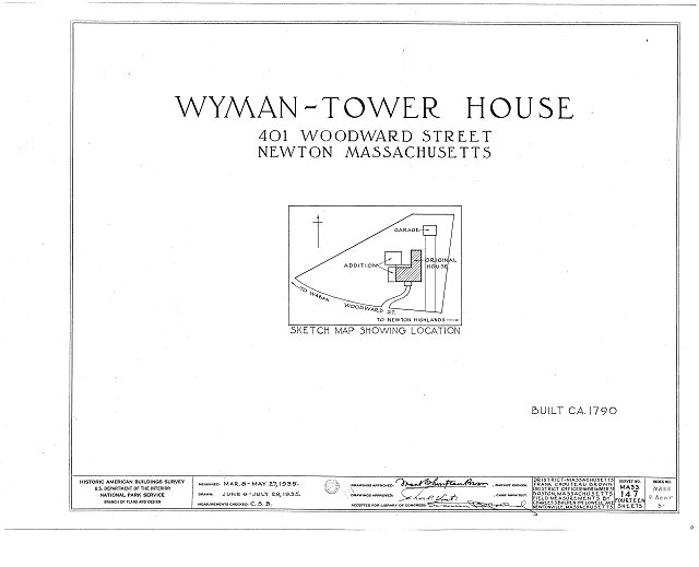 HABS MASS,9-NEWT,3- (sheet 0 of 14) - Wyman-Tower House,...