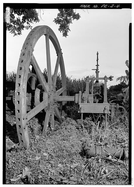 4. View of flywheel showing connection to steam engine.