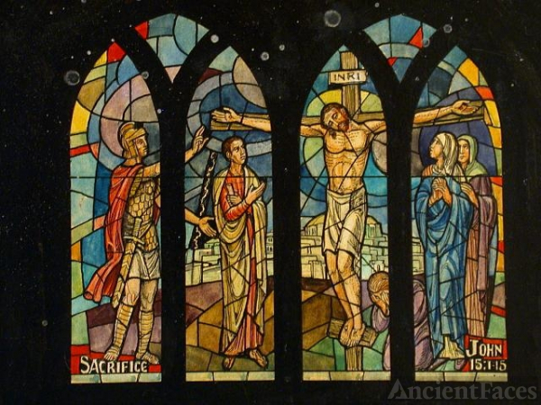[Design drawing for stained glass window "Sacrifice"]