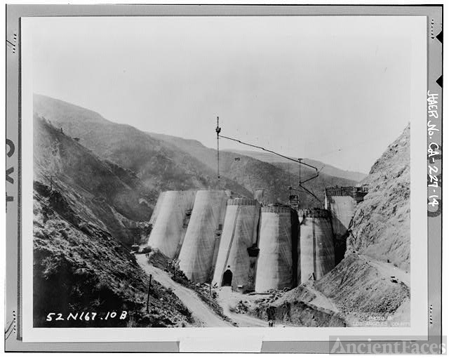 14. VIEW OF THE UPSTREAM ELEVATION SHOWING CONSTRUCTION...