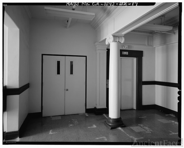 Interior view of second floor lobby; camera facing south....