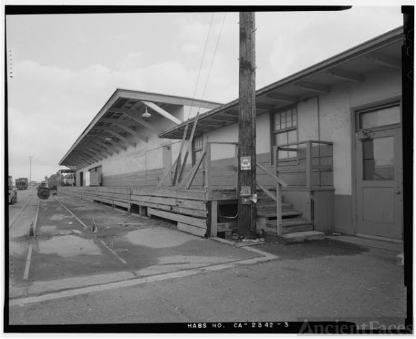 VIEW OF NORTH FRONT OF FREIGHT PLATFORM, LOOKING EAST