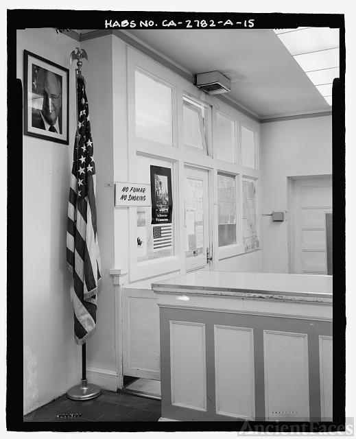 U.S. INSPECTION STATION, TECATE, INTERIOR OF FRONT DESK...