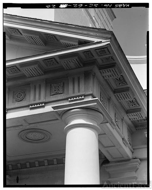 20. FRONT PORTICO ELEMENTS: COLUMN, CORNICE AND PEDIMENT...